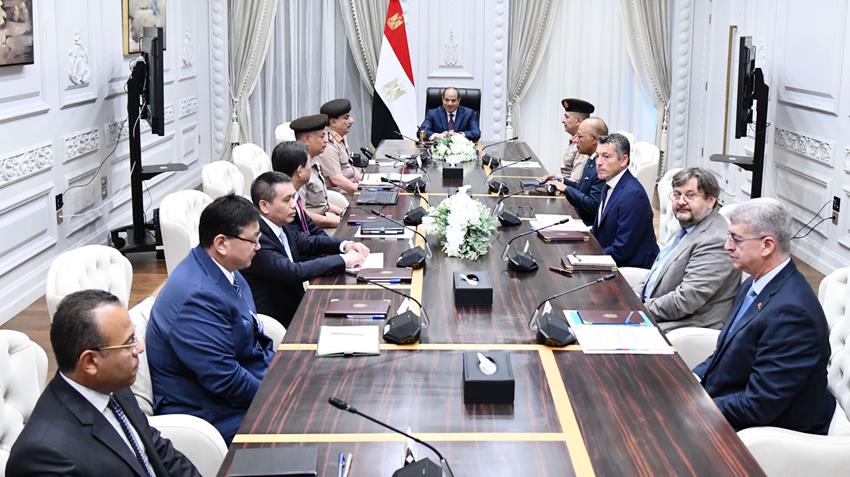 President El-Sisi Meets Representatives from Wuhuan Engineering Co. and Ballestra Co.