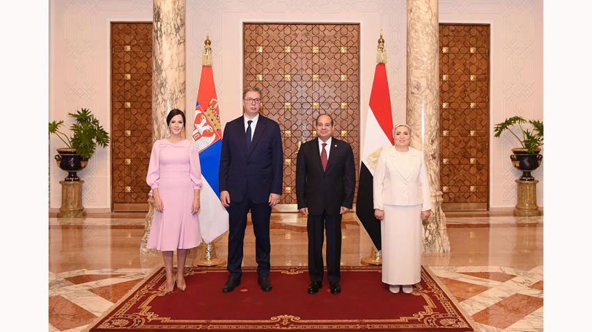 First Lady Intisar El-Sisi Welcomes Serbia’s First Lady